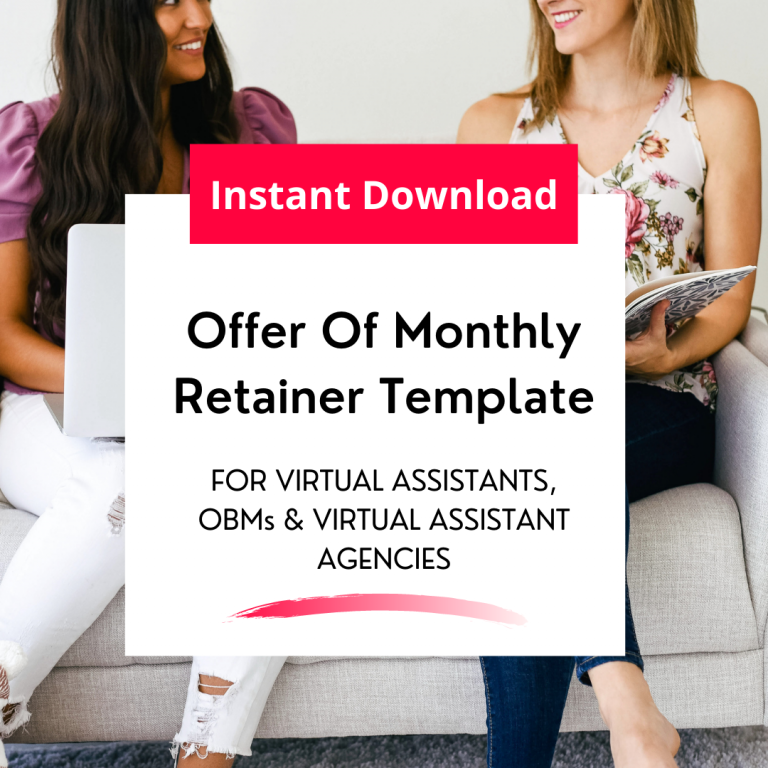 Offer Of Monthly Retainer Template - The Rosepreneur